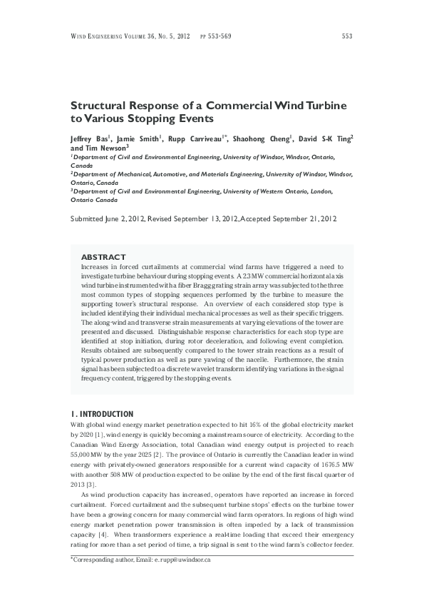 (PDF) Structural Response of a Commercial Wind Turbine to Various ...