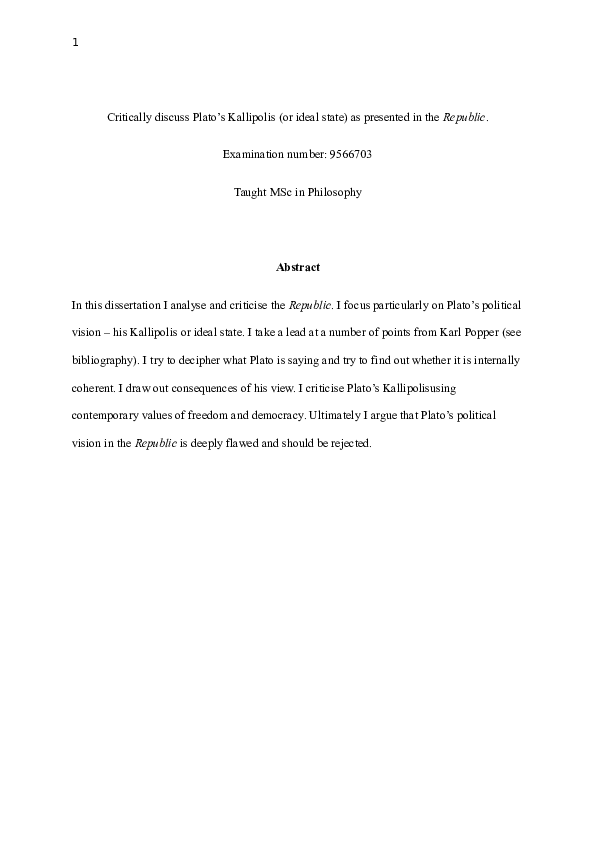 (DOC) Critically discuss Platos Kallipolis or ideal state as presented ...