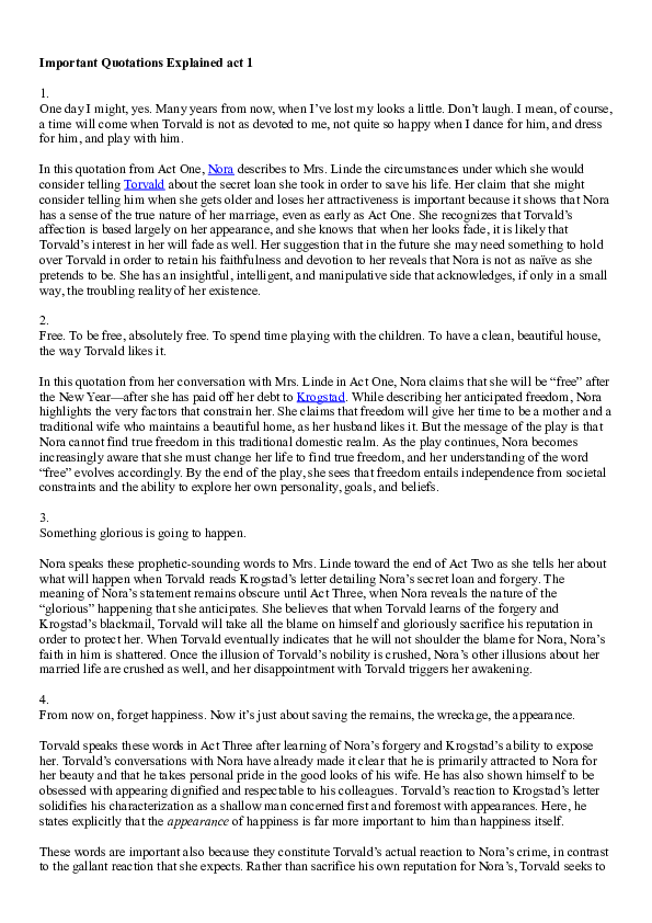 (DOC) Important Quotations Explained act 1