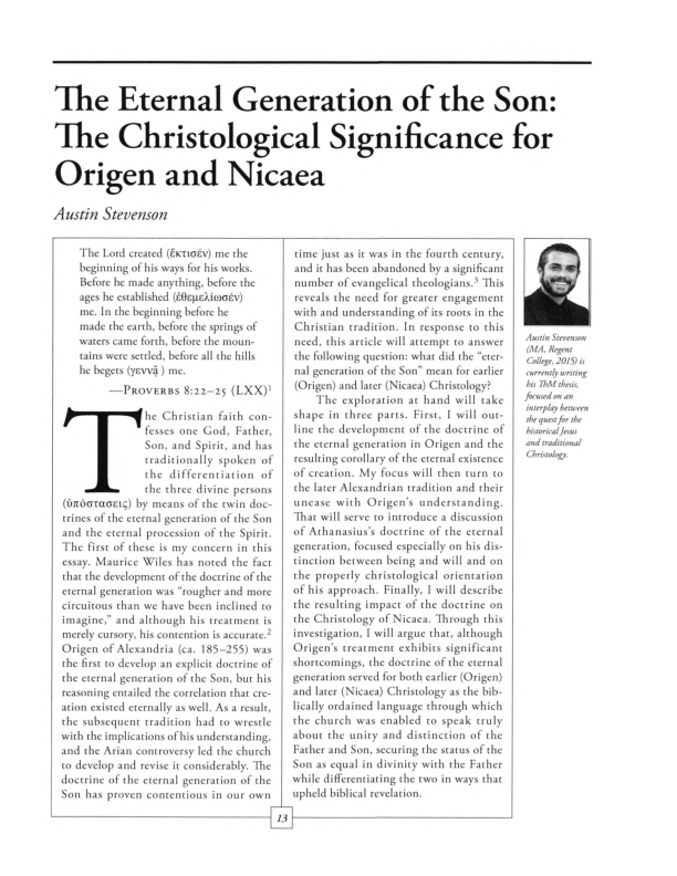 (PDF) "The Eternal Generation of the Son: The Christological ...