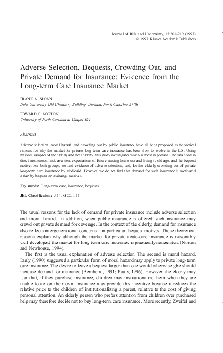 (PDF) Adverse selection, bequests, crowding out, and private demand for ...