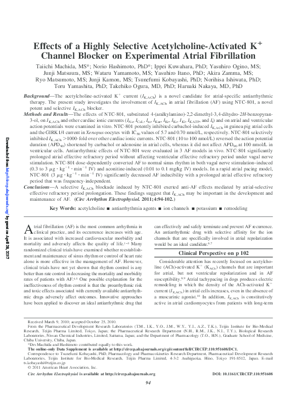 (PDF) Effects of a highly selective acetylcholine-activated K+ channel ...