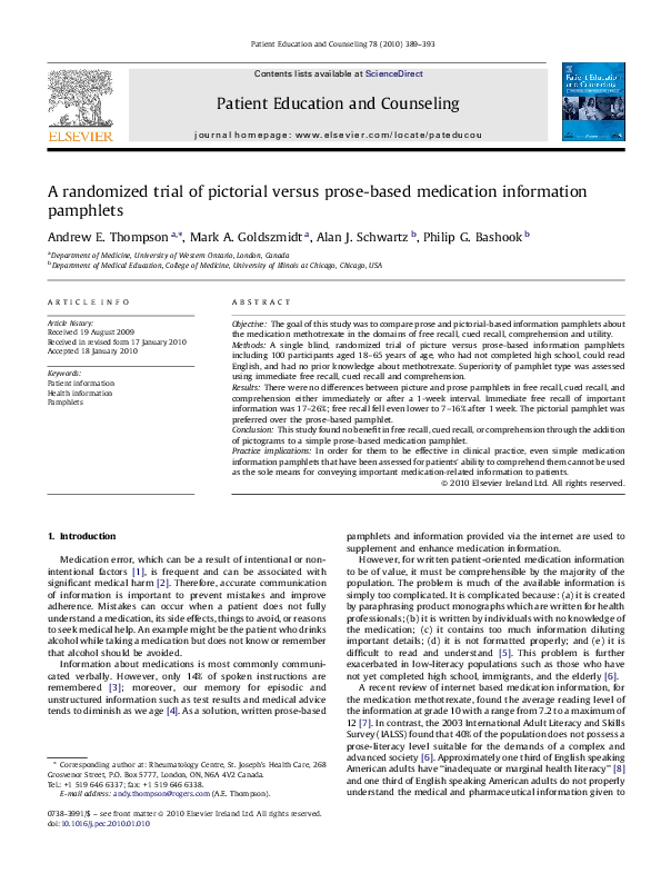 (PDF) A randomized trial of pictorial versus prose-based medication ...