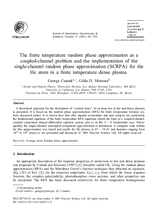 (PDF) The finite temperature random phase approximation as a coupled-channel problem and the ...