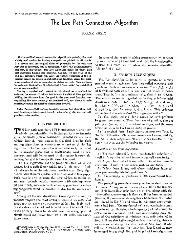 Pdf The Lee Path Connection Algorithm