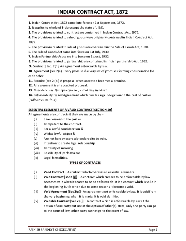 (PDF) INDIAN CONTRACT ACT, 1872