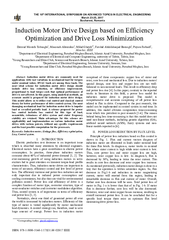 Pdf Induction Motor Drive Design Based On Efficiency Optimization And Drive Loss Minimization