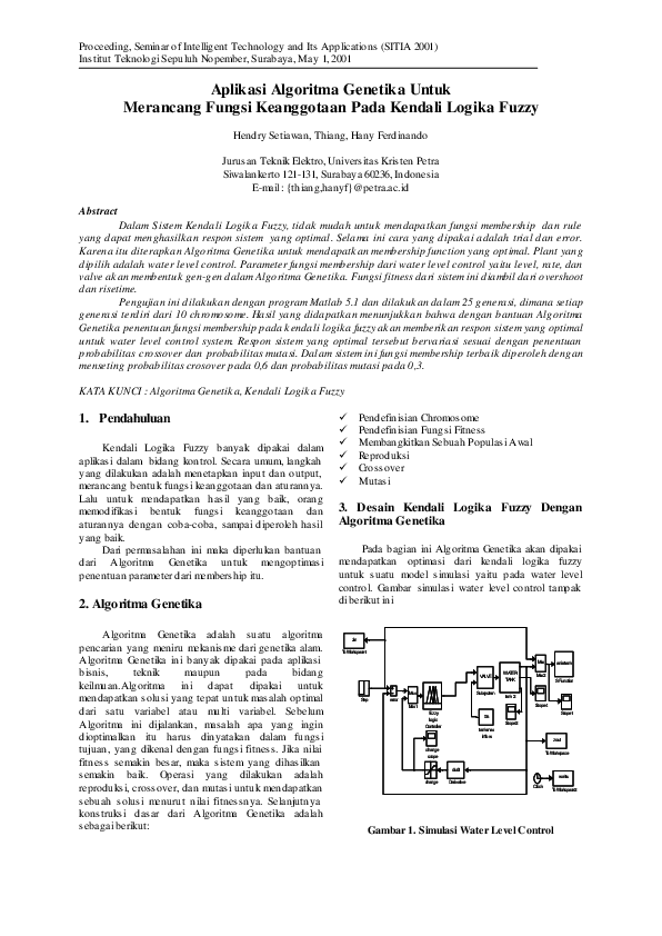 (PDF) Genetic Algorithm Application in Designing Membership Function of Fuzzy Logic Controller
