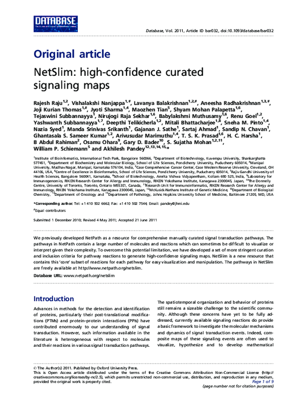 (PDF) NetSlim: high-confidence curated signaling maps