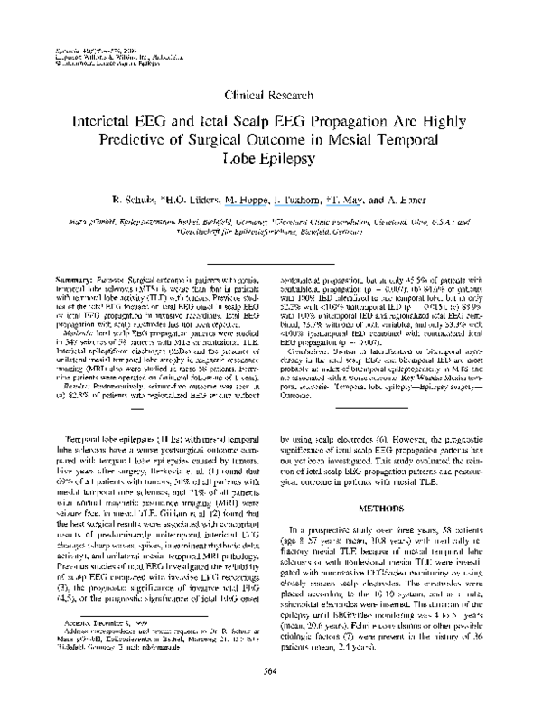 (PDF) Interictal EEG and Ictal Scalp EEG Propagation Are Highly Predictive of Surgical Outcome ...