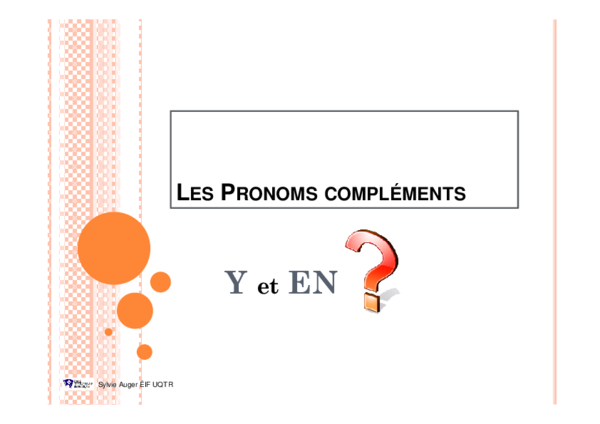 (PDF) LES PRONOMS COMPLÉMENTS Y et EN