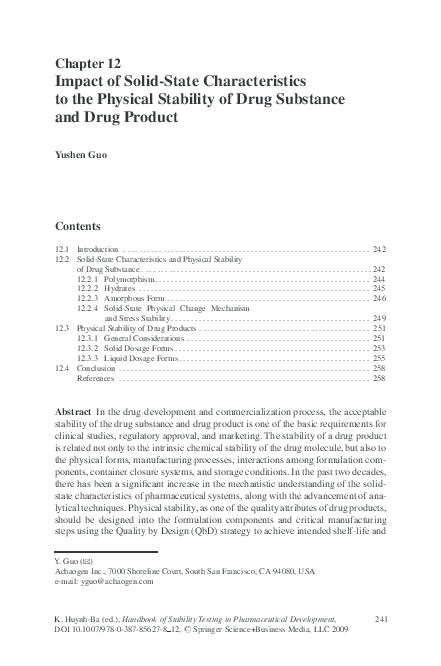 (PDF) Impact of Solid-State Characteristics to the Physical Stability ...