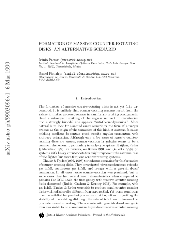 (PDF) Formation of Massive Counter-Rotating Discs: An Alternative Scenario