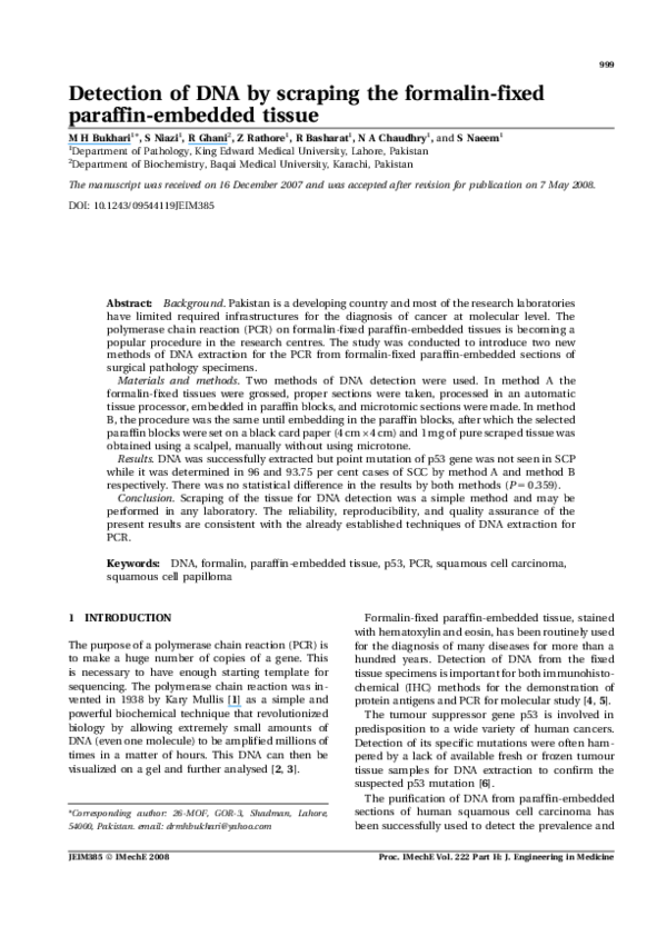Pdf Evaluation Of Dna Isolation And Amplification From Various Organs Preserved Through Frozen