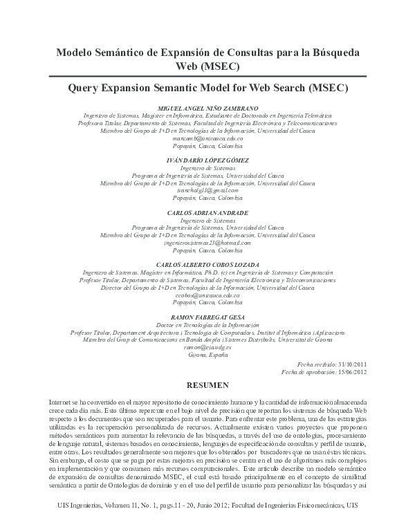 (PDF) Query Expansion Semantic Model for Web Search (MSEC)