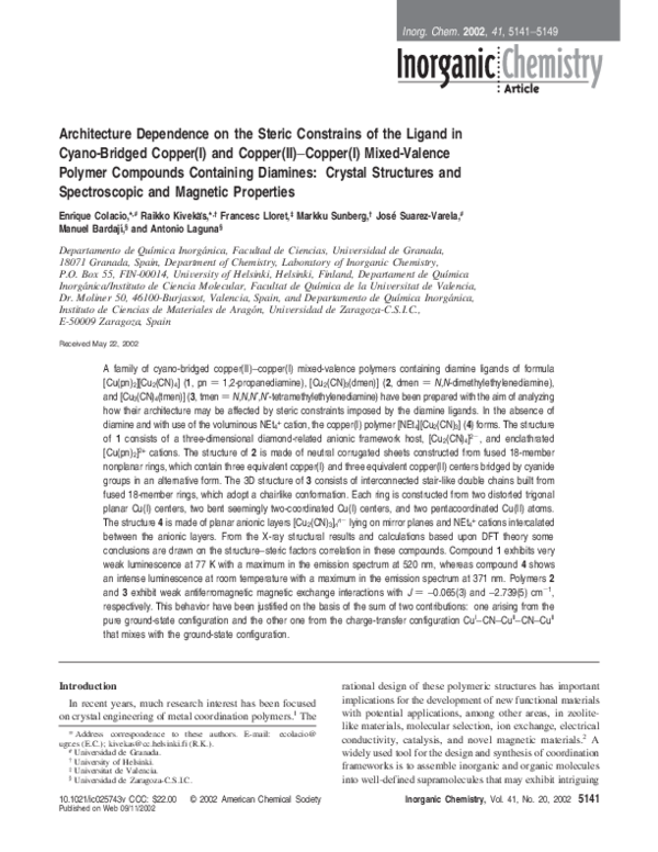 (PDF) Inorganic−Metalorganic Hybrids Based on Copper(II ...