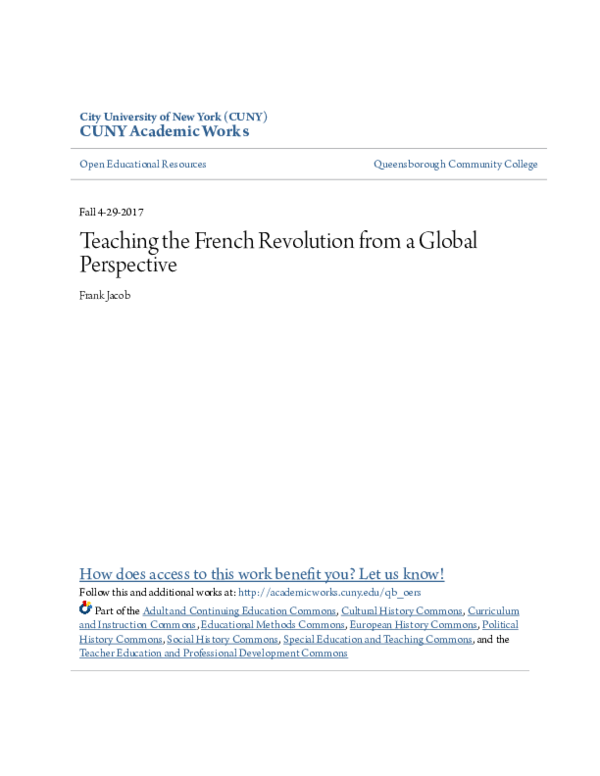 (PDF) Teaching the French Revolution from a Global Perspective