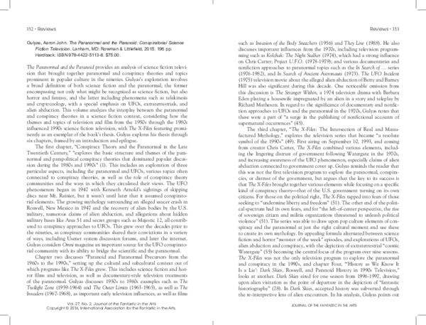 (PDF) Review of Gulyas, Aaron John. The Paranormal and the Paranoid ...