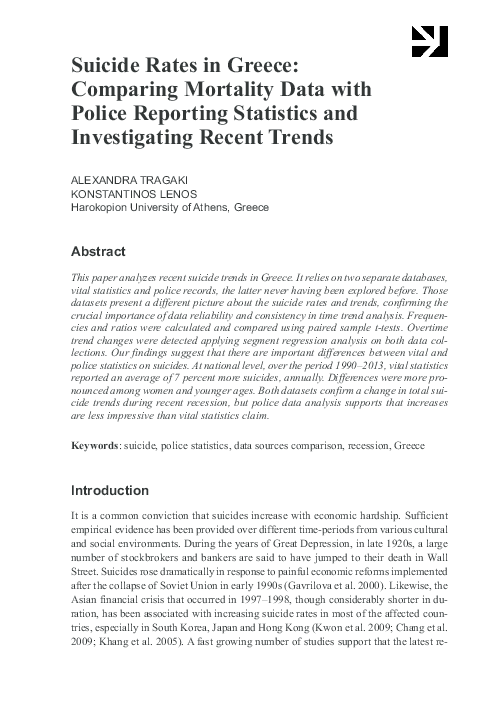 (PDF) Suicide Rates in Greece: Comparing Mortality Data with Police ...