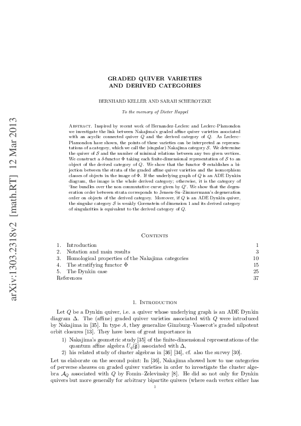 (PDF) Graded quiver varieties and derived categories