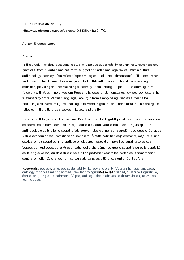 (DOC) Secrecy and Sustainability: How Concealment and Revelation Shape ...