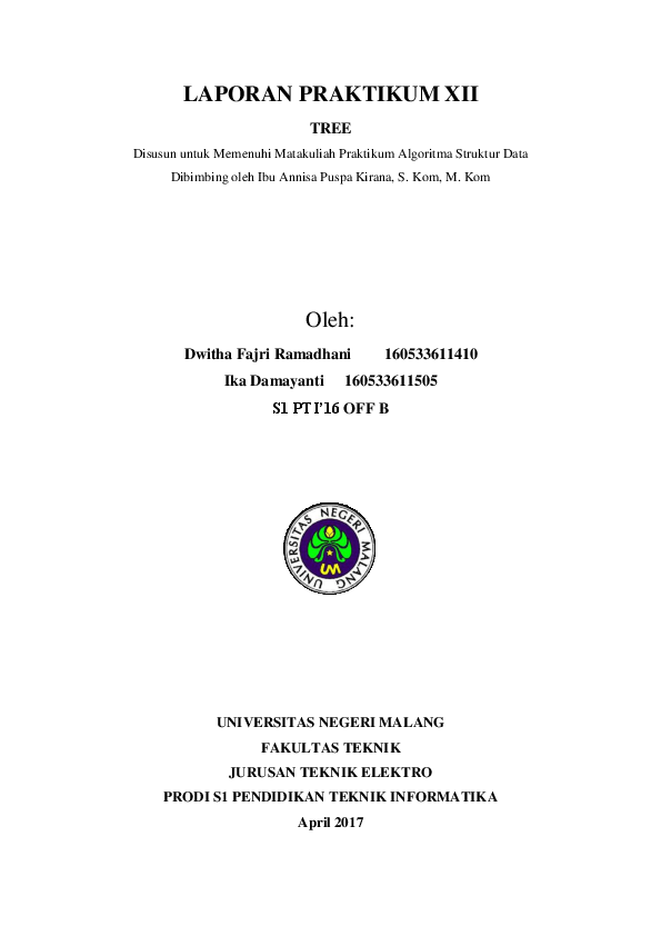 (PDF) LAPORAN PRAKTIKUM 6 ALGORITMA STRUKTUR DATA-TREE (PDF) LAPORAN PRAKTIKUM 6 ALGORITMA STRUKTUR DATA-TREE