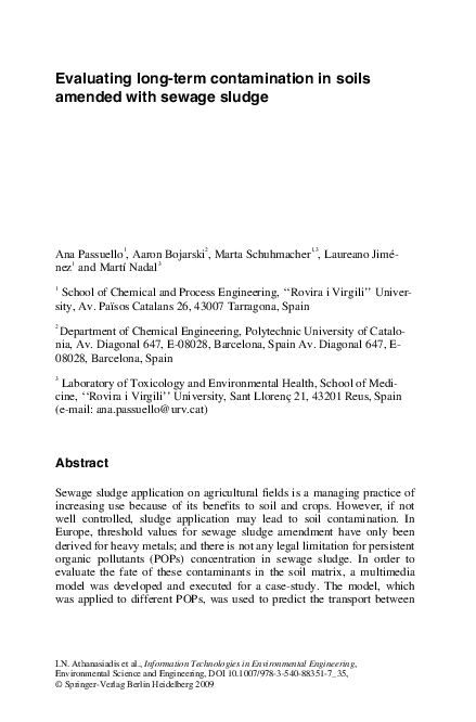 (PDF) Evaluating long-term contamination in soils amended with sewage ...