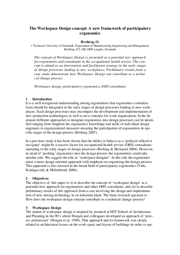 (PDF) The Workspace Design concept: A new framework of participatory ...