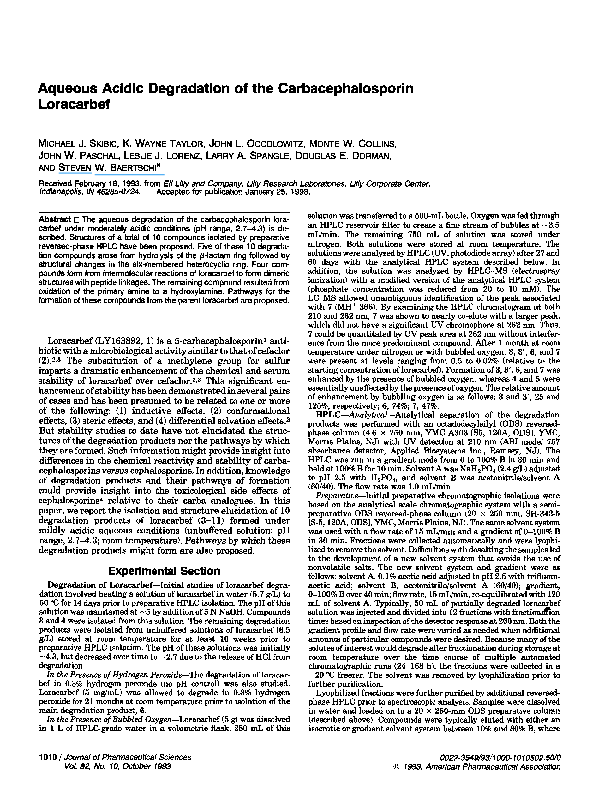(PDF) Aqueous acidic degradation of the carbacephalosporin loracarbef