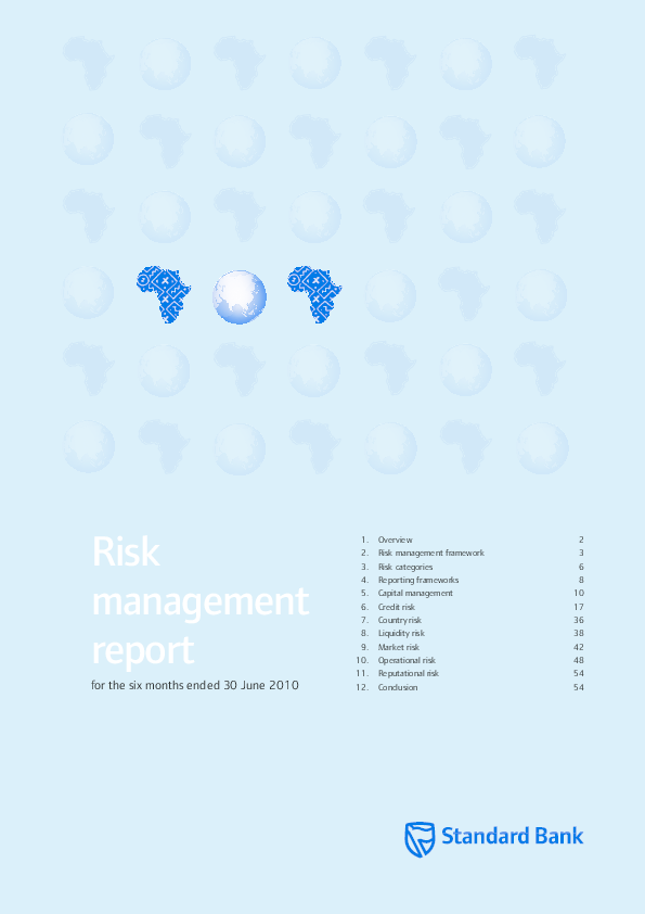 Standard Bank Group risk management report for the six months Risk ...