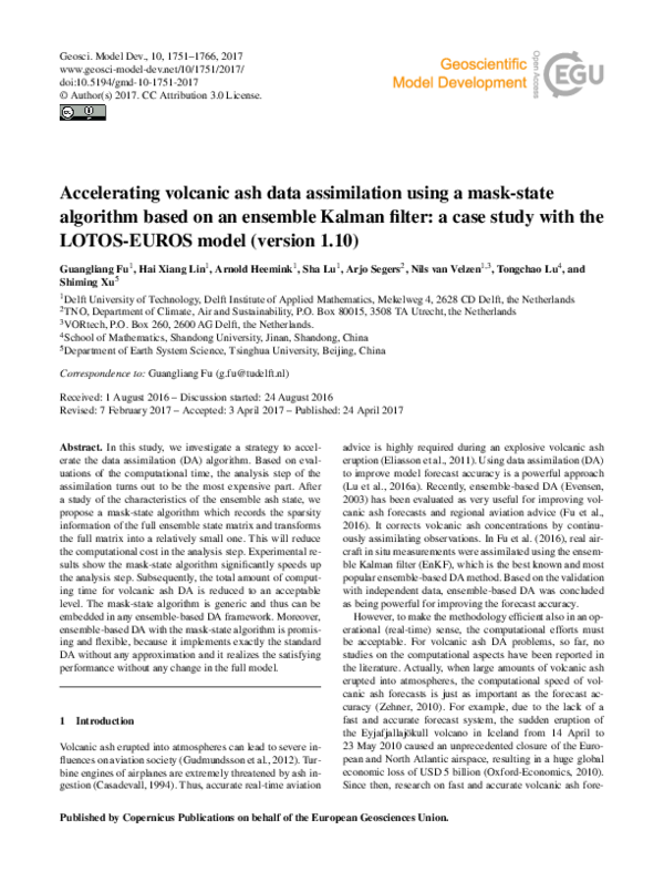Pdf Accelerating Volcanic Ash Data Assimilation Using A Mask State Algorithm Based On An