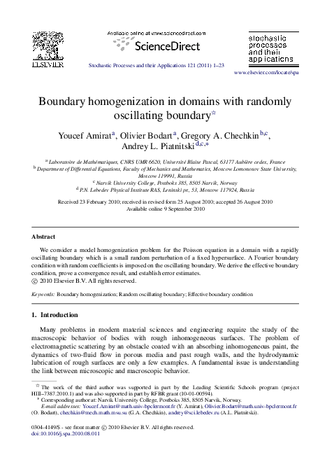 (PDF) Boundary homogenization in domains with randomly oscillating boundary (PDF) Boundary homogenization in domains with randomly oscillating boundary