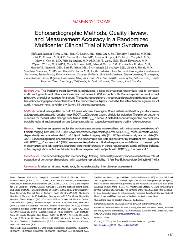 Pdf Echocardiographic Methods Quality Review And Measurement Accuracy In A Randomized