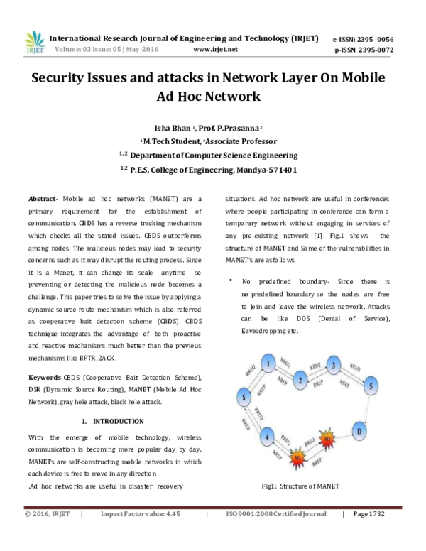 (PDF) Security Issues and attacks in Network Layer On Mobile Ad Hoc Network