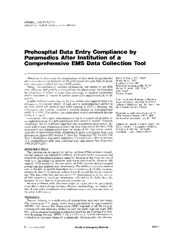 (PDF) Prehospital data entry compliance by paramedics after institution ...