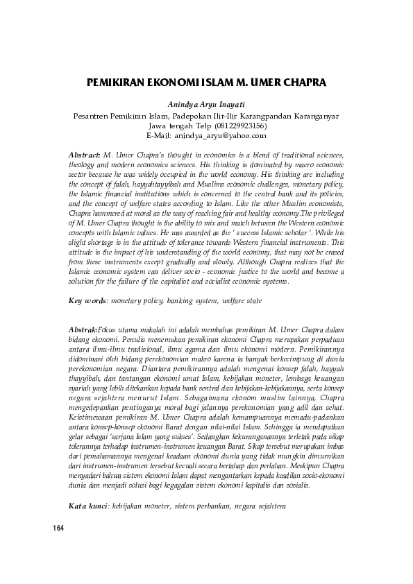 (PDF) PEMIKIRAN EKONOMI ISLAM M. UMER CHAPRA