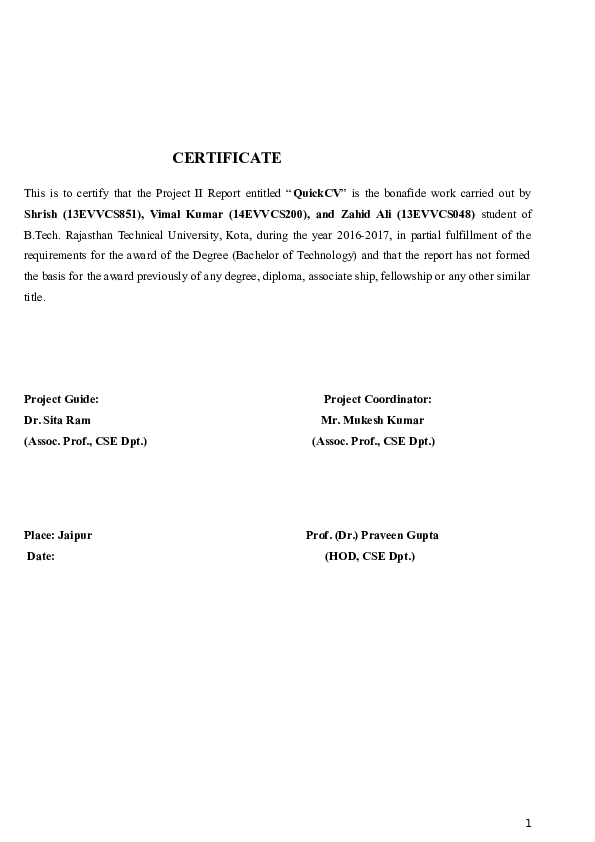 (DOC) CERTIFICATE Project Guide: Project Coordinator