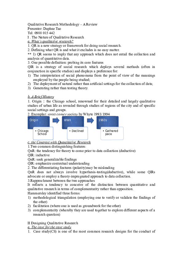 (DOC) Detailed handout for Qulitative Research Methodology -A Review