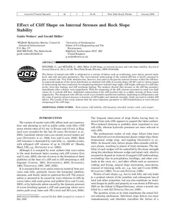 (PDF) Effect of Cliff Shape on Internal Stresses and Rock Slope Stability