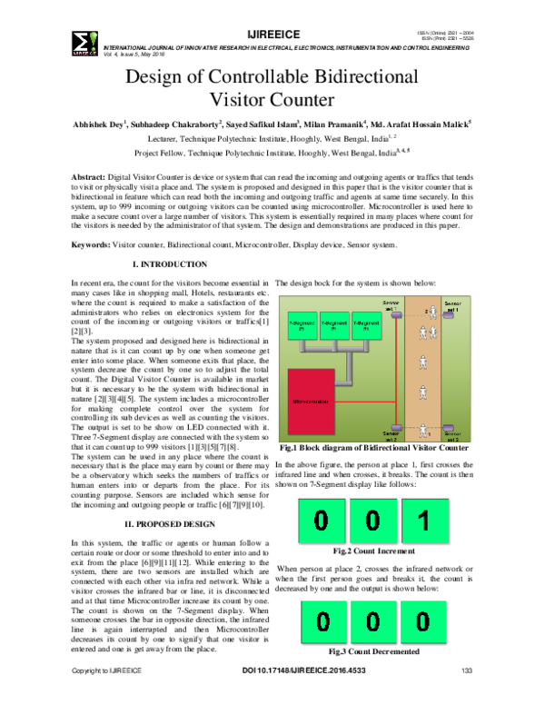 (PDF) Design of Controllable Bidirectional Visitor Counter