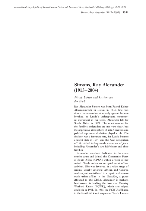 (PDF) Simons, Ray Alexander (1913- 2004) (Ulrich and van der Walt)