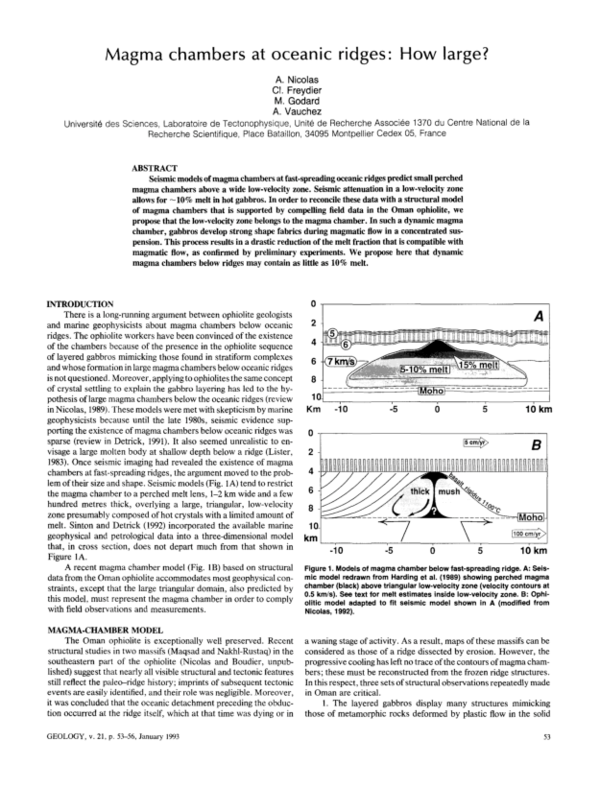 (PDF) Magma chambers at oceanic ridges: How large?