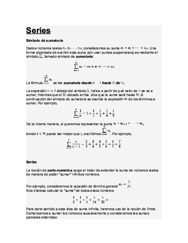 (DOC) Series Símbolo de sumatoria
