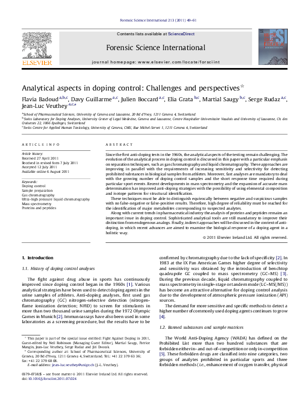 (PDF) Analytical aspects in doping control: Challenges and perspectives