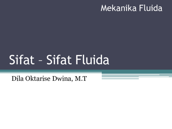 (PDF) Mekanika Fluida Sifat – Sifat Fluida