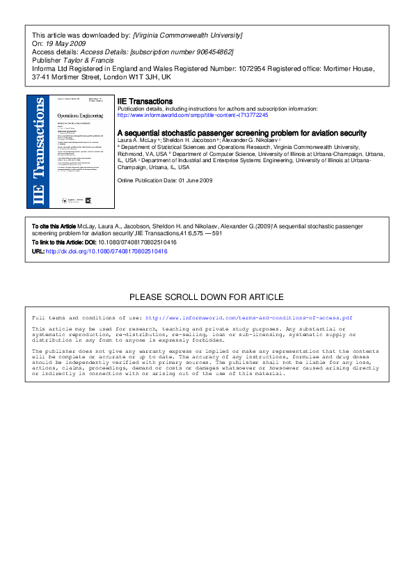 Pdf Please Scroll Down For Article A Sequential Stochastic Passenger