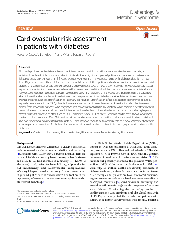 (PDF) Cardiovascular risk assessment in patients with diabetes
