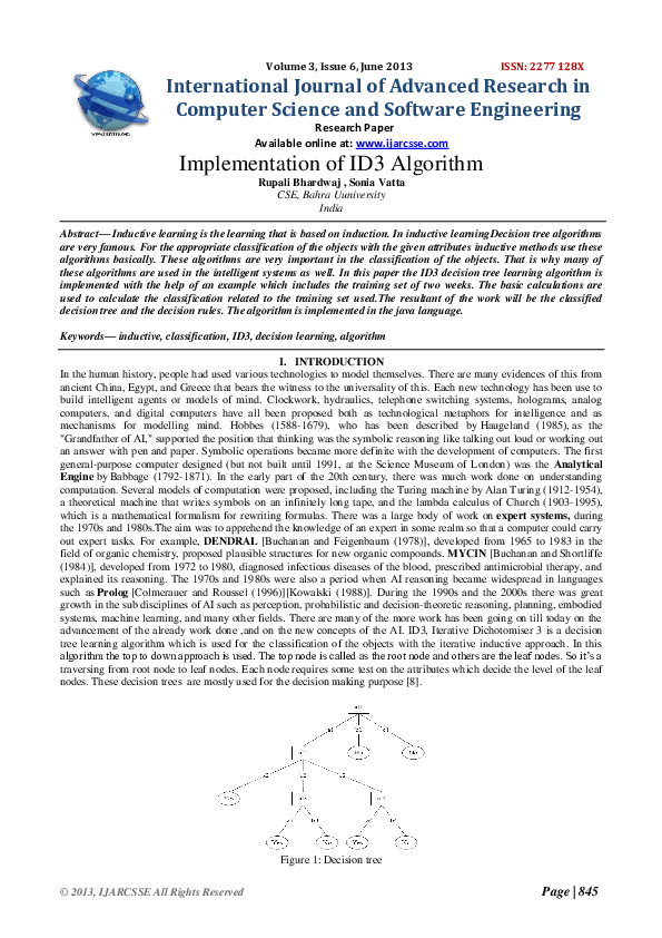 Pdf Implementation Of Id3 Algorithm
