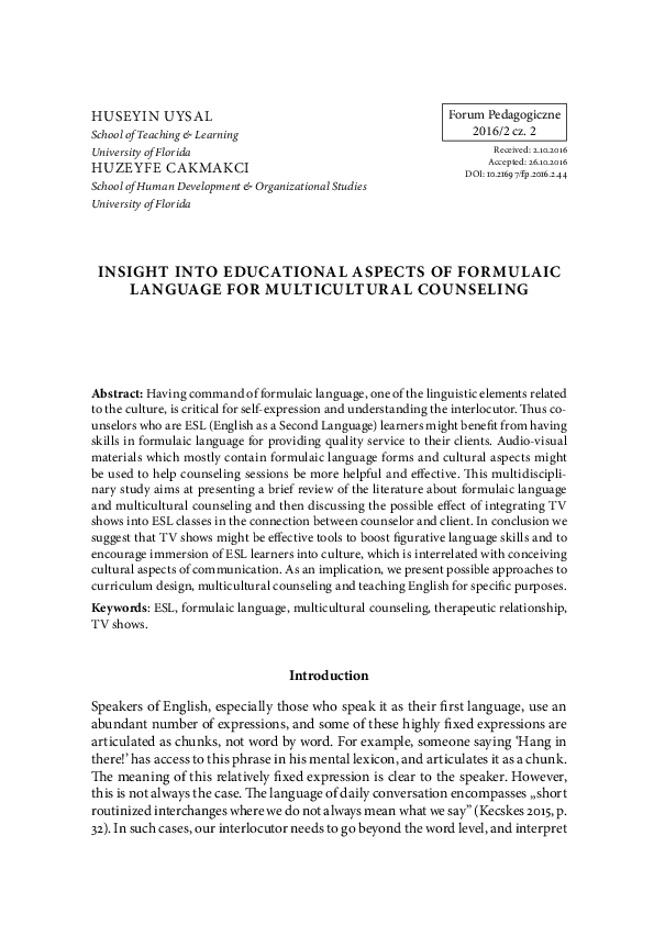 (PDF) Insight into educational aspects of formulaic language for ...