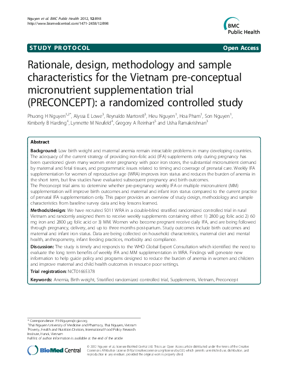 (PDF) Rationale, design, methodology and sample characteristics for the ...